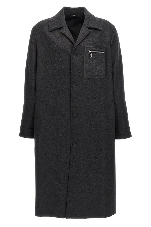 Fendi Single-breasted Cashmere Coat - Gray