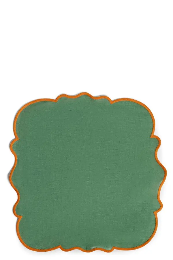 BITOSSI Set Of 2 Napkins With Scalloped Edge - Green