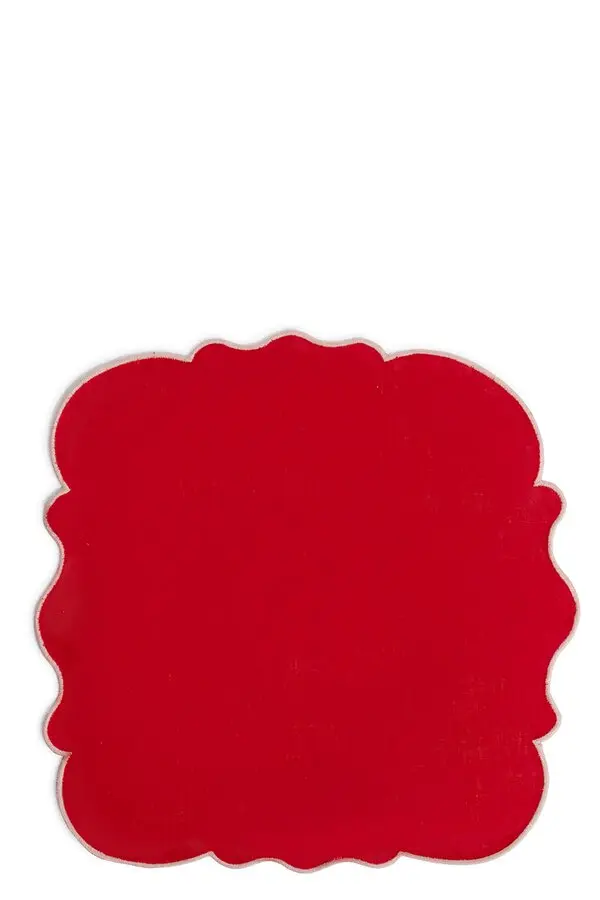 BITOSSI Set Of 2 Napkins With Scalloped Edge - Red