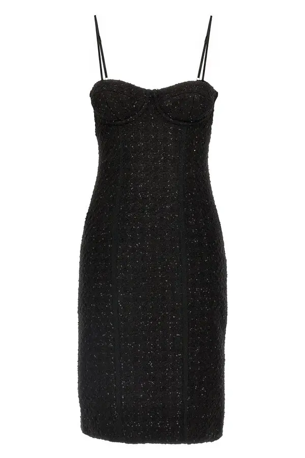 ROTATE BY BIRGER CHRISTENSEN Bouclé Midi Dress - Black