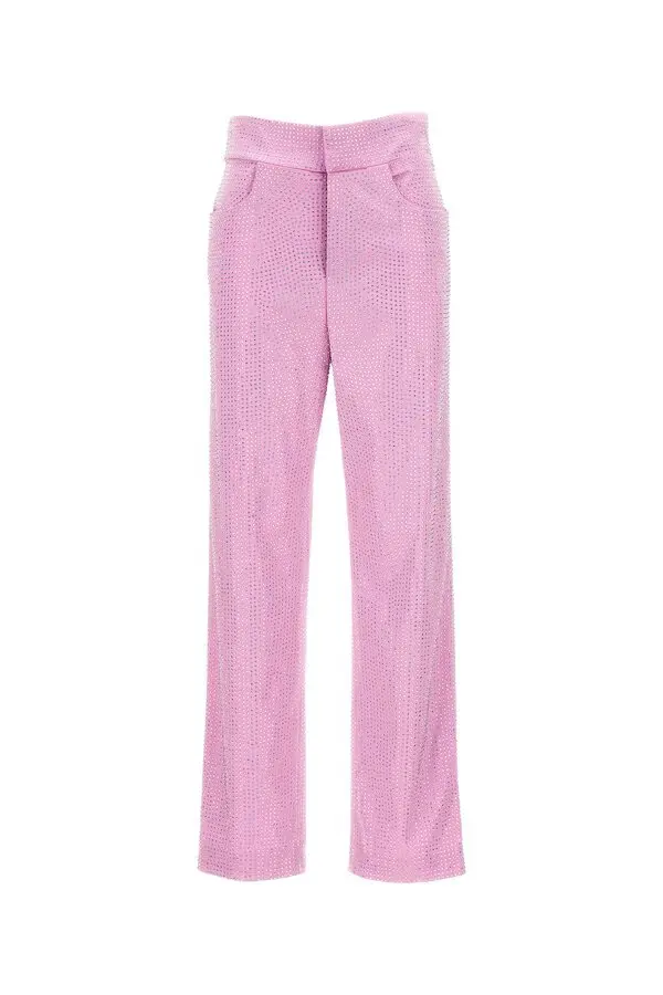 Giuseppe Di Morabito Crystal-embellished Stretch Cotton-blend Trousers - Pink