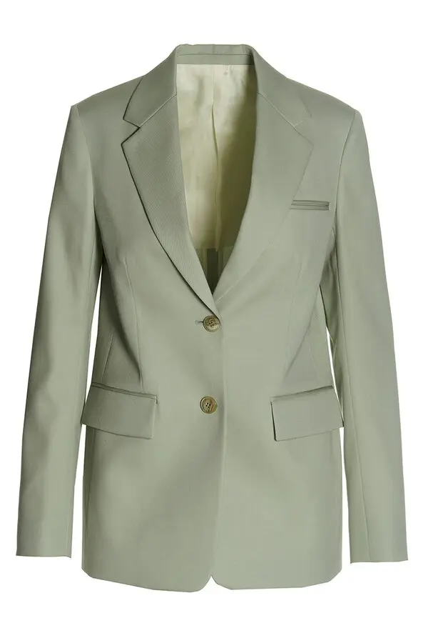 LANVIN Virgin Wool Single Breasted Blazer Jacket - Green