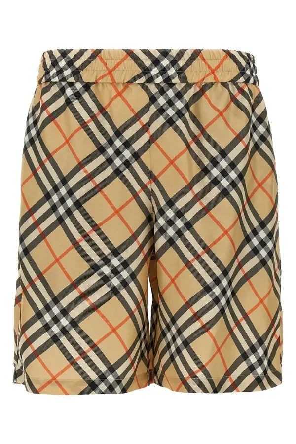 Burberry Check Silk Bermuda Shorts - Beige