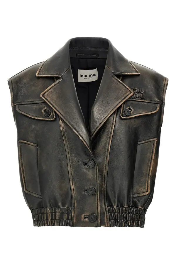 Miu Miu Logo Nappa Leather Vest