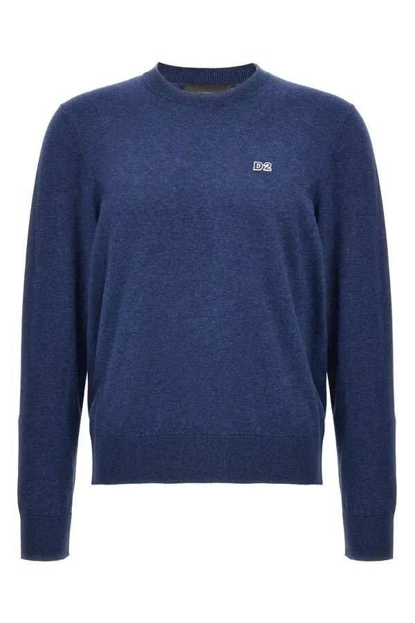 Dsquared2 Melange Cotton Crewneck Sweater - Blue