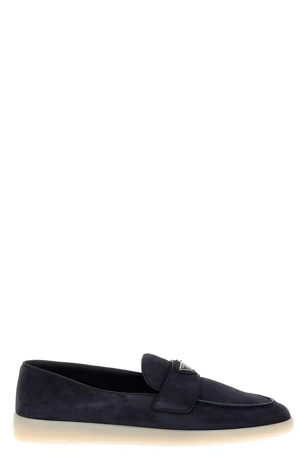Prada Logo Suede Loafers - Blue