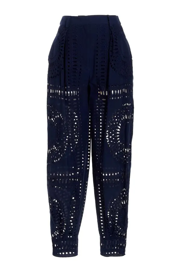 Alberta Ferretti Embroidered Cotton Blend Pants