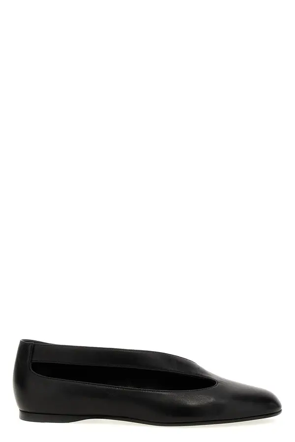 Khaite Diana Asymmetrical Nappa Leather Ballet Flats - Black