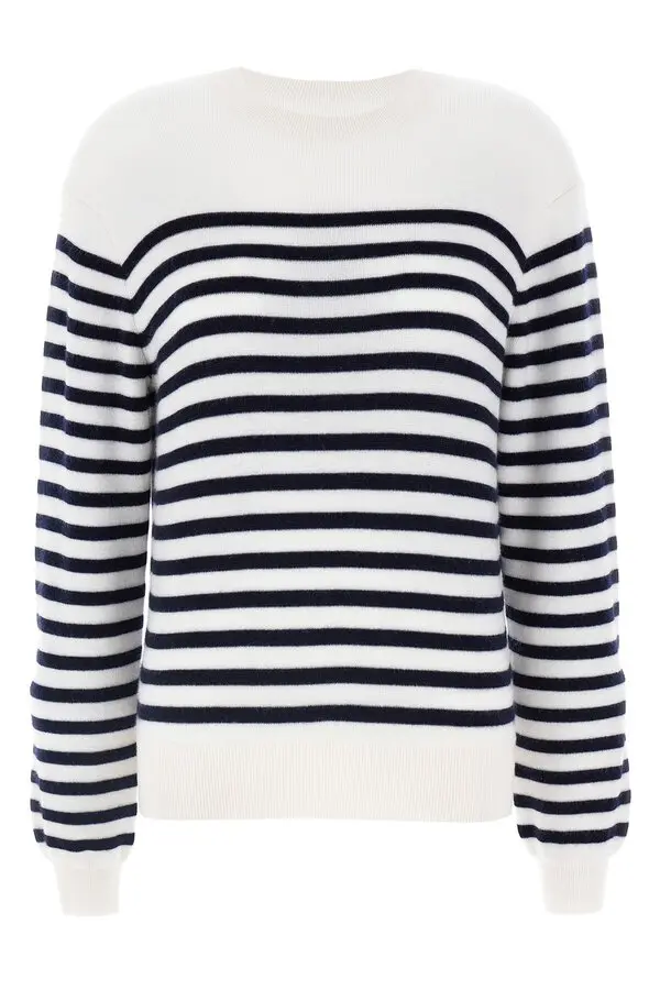 Khaite Viola Striped Cashmere Sweater - White/black