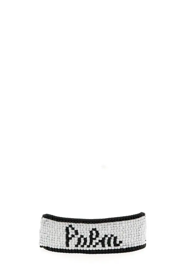 Palm Angels Beaded Cord Bracelet - White/black