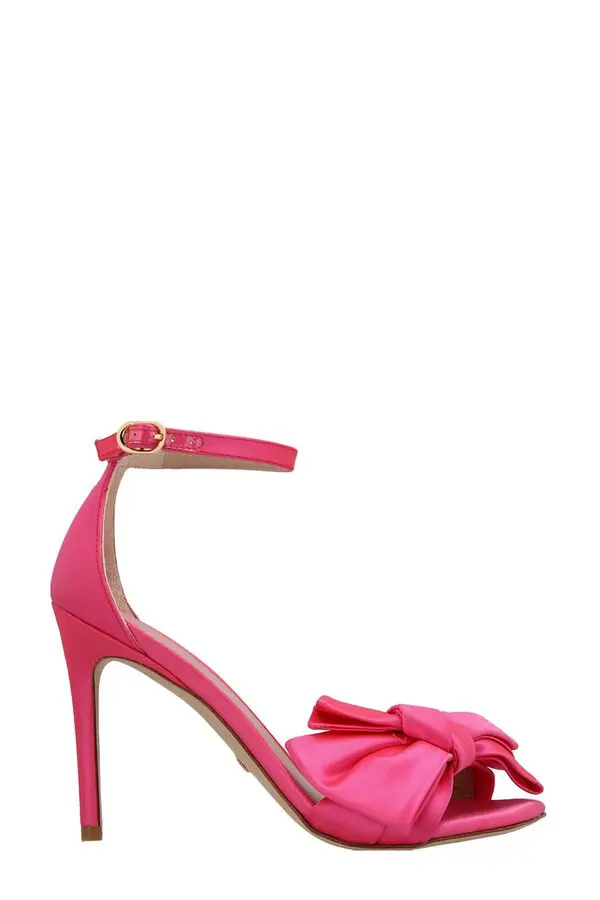 STUART WEITZMAN Nudistcurver Loveknot Satin Sandals - Fuchsia