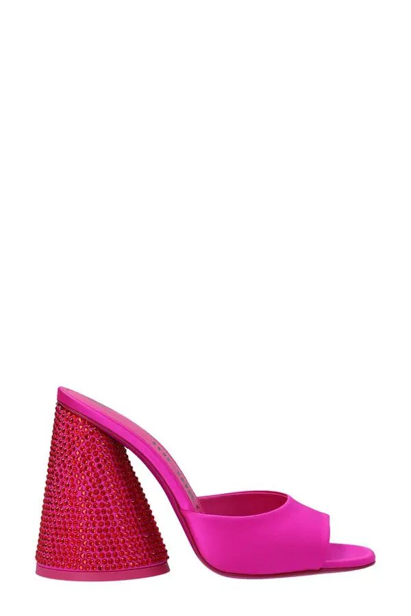 Attico Luz Satin Mules - Fuchsia