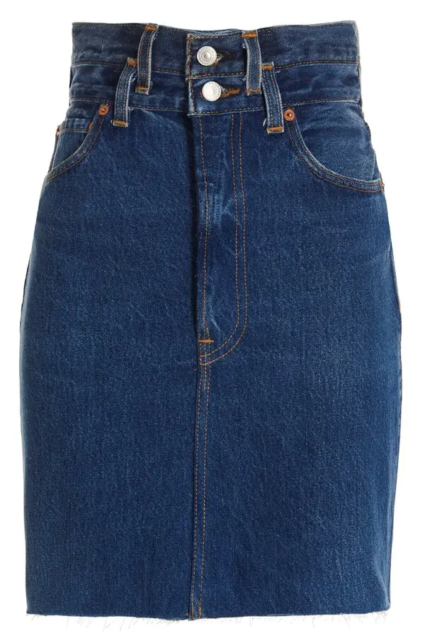 RE/DONE X Levi's Double Waisted Pencil Skirt - Blue
