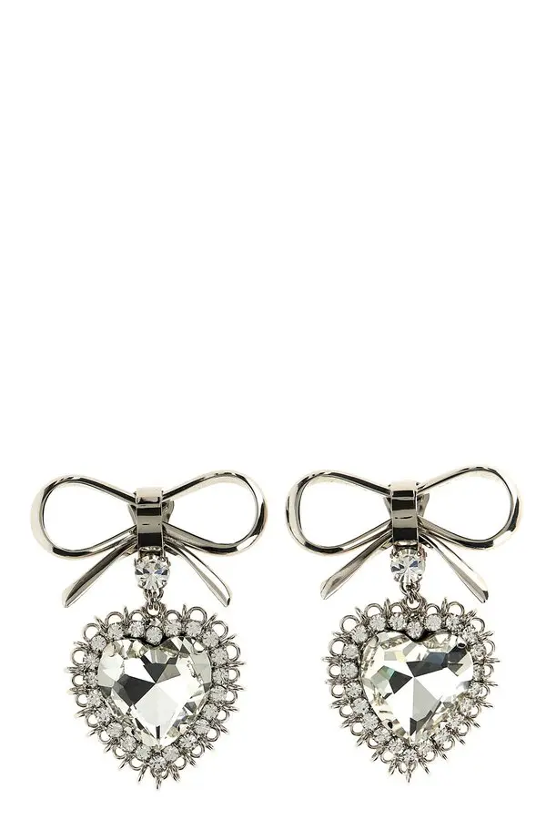 Alessandra Rich Metal Bow Earrings - Silver