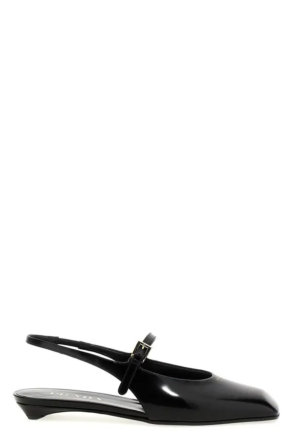Prada Logo Slingback Pumps - Black