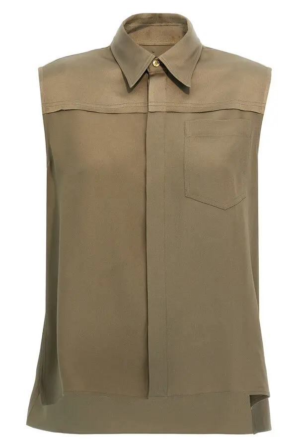 AMI Paris Viscose Blend Sleeveless Shirt