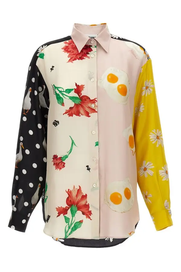 Moschino Patchwork Print Silk Shirt