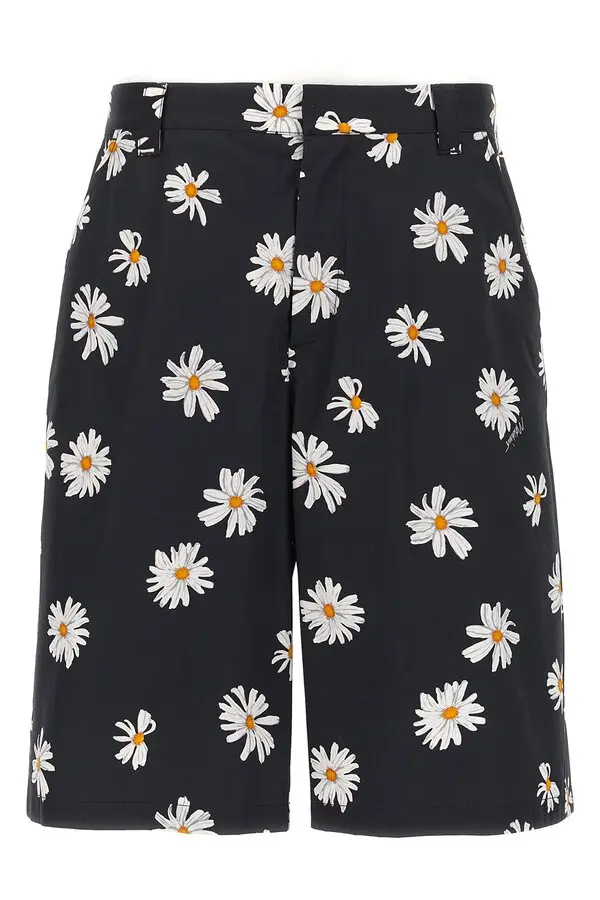 Moschino Margherite Print Cotton Satin Bermuda Shorts