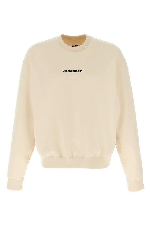 JIL SANDER Logo Brushed Cotton Sweatshirt - Beige
