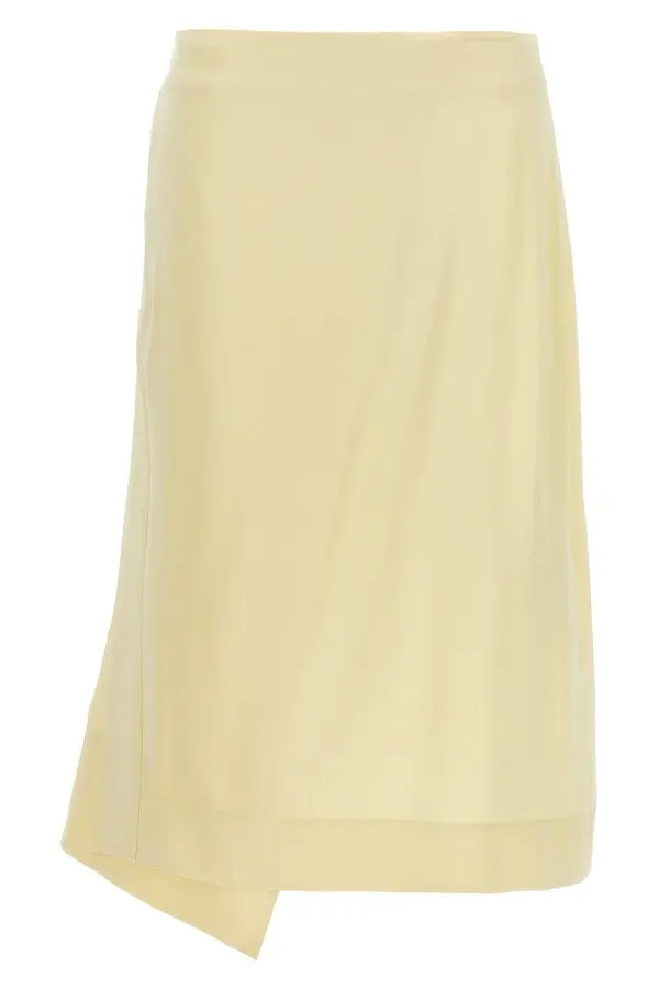 JIL SANDER Satin Skirt With Side Slit - Yellow