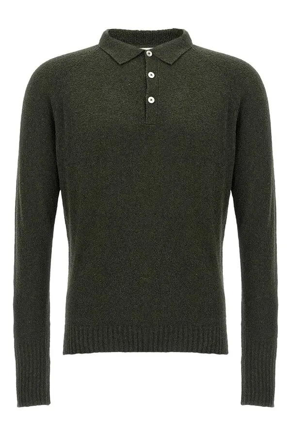MA'RY'YA Bouclé Cotton Polo Shirt
