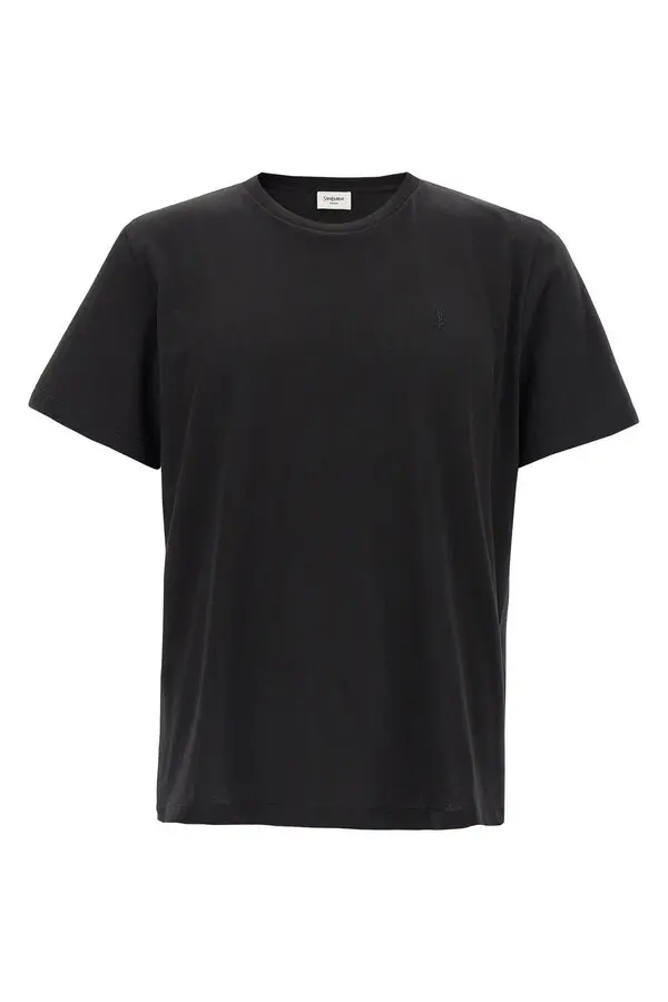 Saint Laurent Cassandre' Embroidery T-shirt - Black