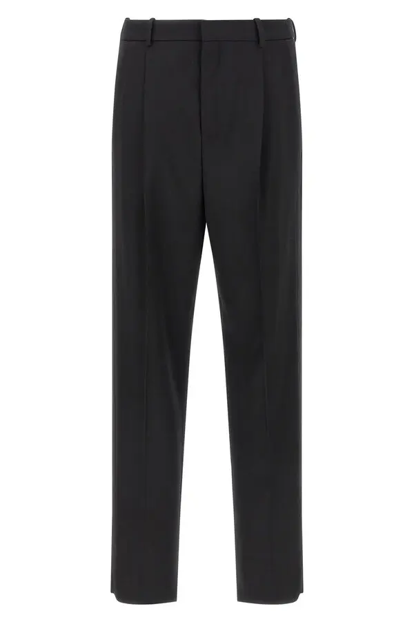 Saint Laurent Smocking Grain De Poudre Wool Pants