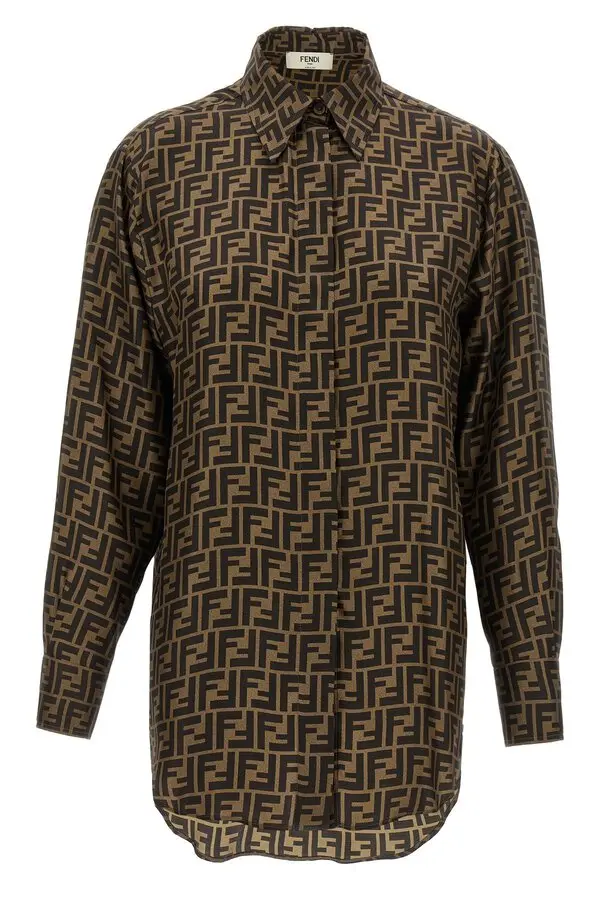 Fendi Ff Monogram Silk Twill Shirt