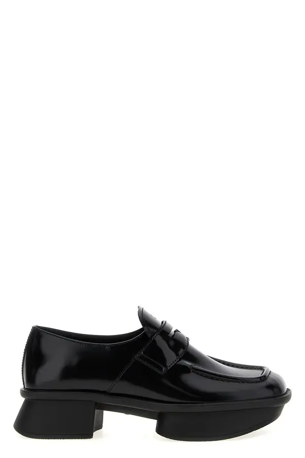 Prada Equal Shiny Leather Loafers - Black