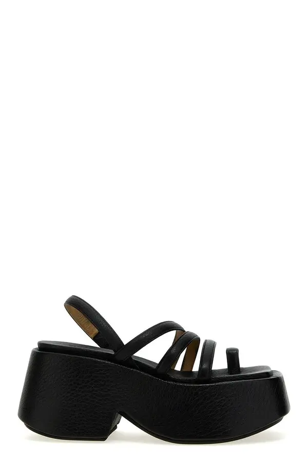 Marsèll Zeppo Hammered Leather Sandals - Black