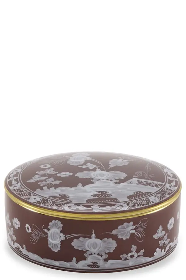 GINORI 1735 Storage Box 'oriente Italiano' ⌀ 13.2 Cm - Brown