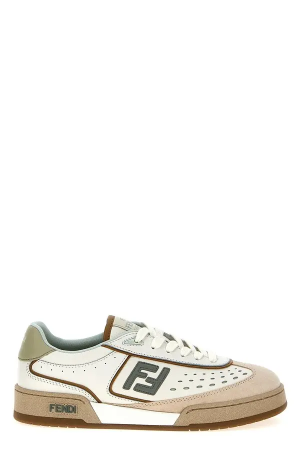 Fendi Match Leather Sneakers - Beige