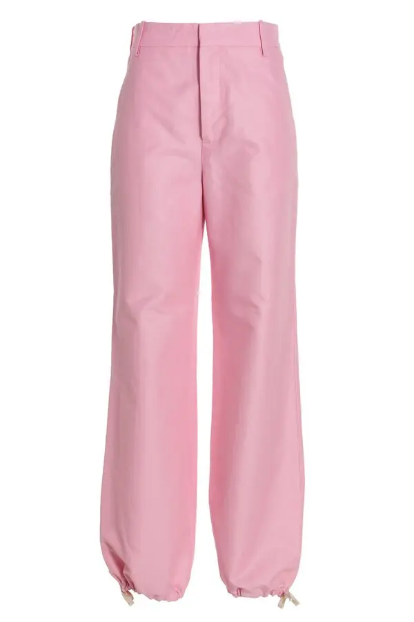 Marni Logo Embroidery Linen Blend Trousers