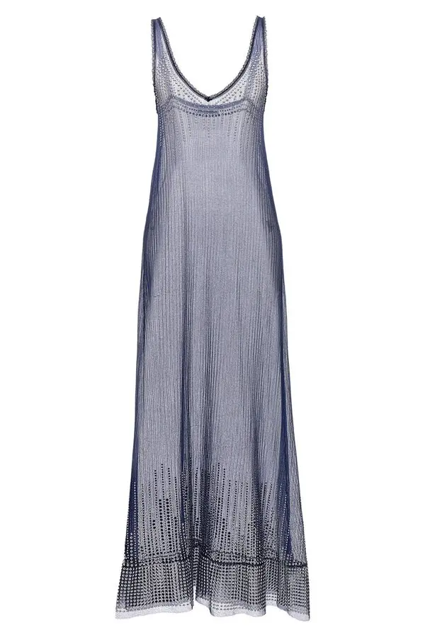 Rabanne Studded Mesh Dress - Blue