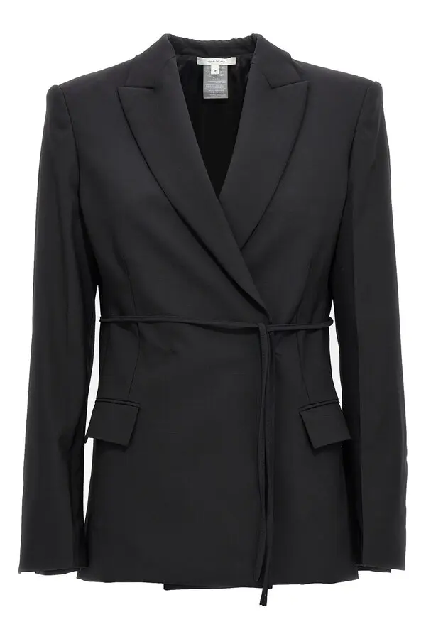 NENSI DOJAKA Double Breast Drawstring Blazer Jacket