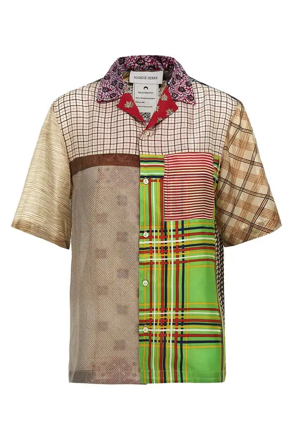 MARINE SERRE Regenerated Silk Scarves Bowling Shirt