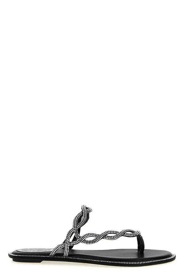 Rene Caovilla Braid Sandals - Black