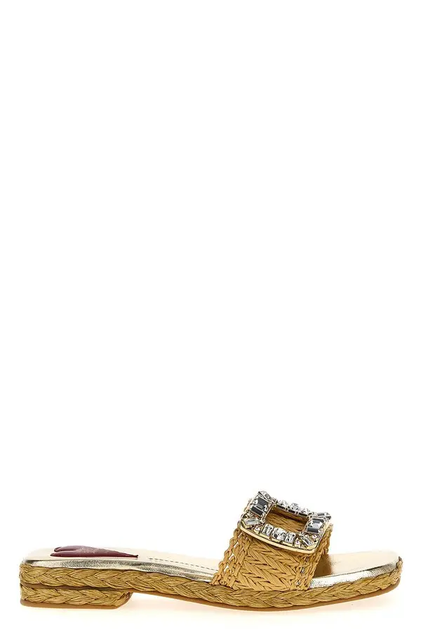 ROGER VIVIER Raffia Jewel Sandals