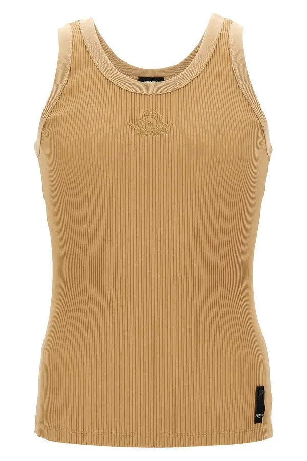 Fendi Crest' Tank Top - Beige