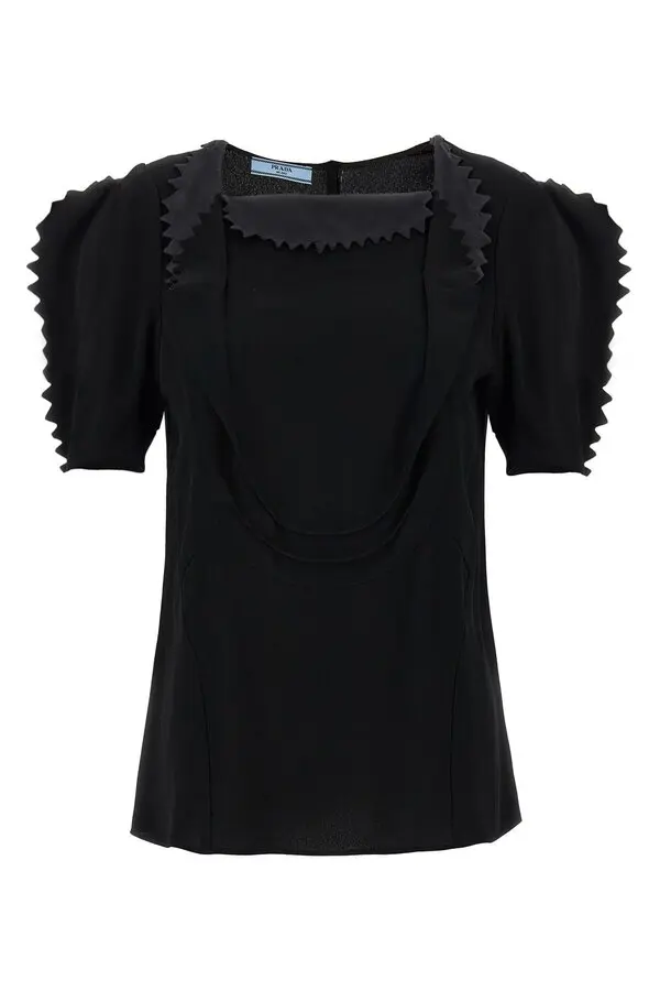 Prada Cady Crêpe Top - Black