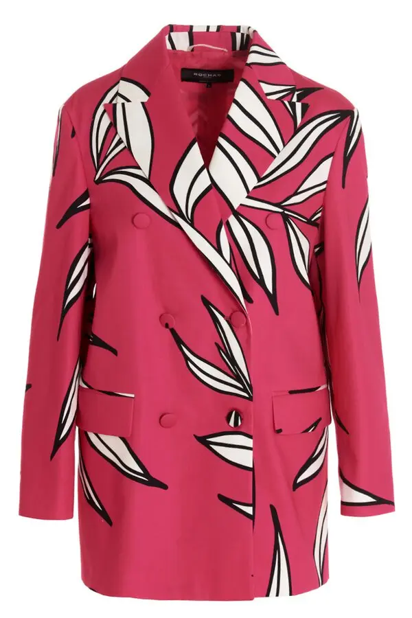 Rochas Floral Print Double Breasted Blazer Jacket