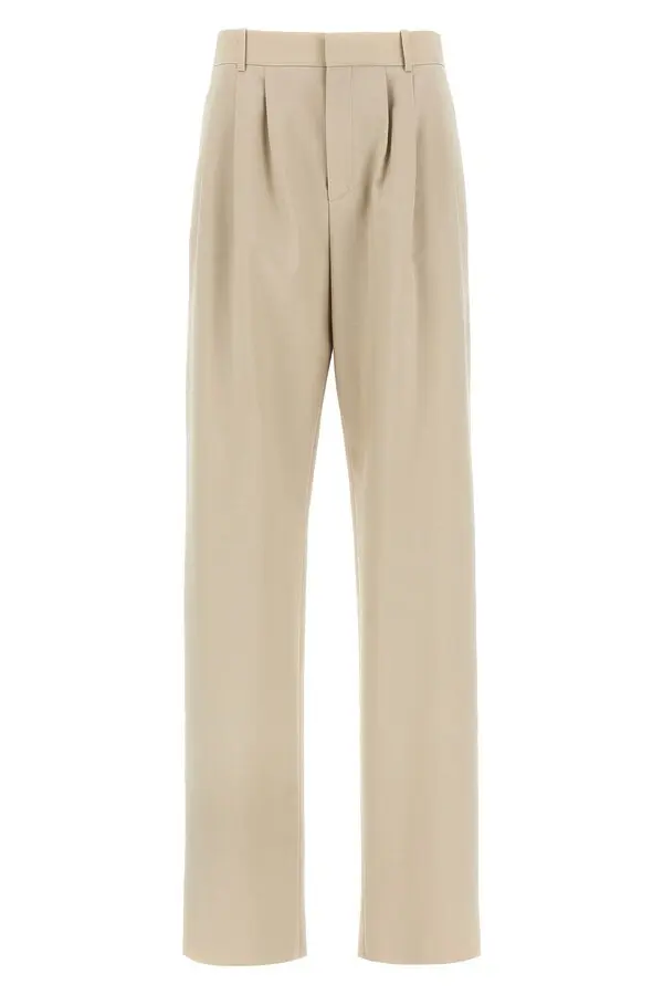 Saint Laurent Wool Pleated Wide Leg Trousers