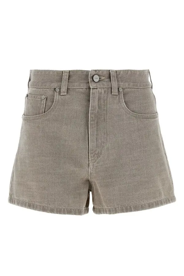 Fendi Stamp 1925 Cotton Denim Shorts - Beige
