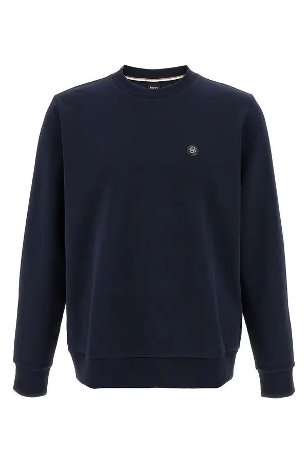 Hugo Boss Cotton Blend Logo Sweatshirt - Blue