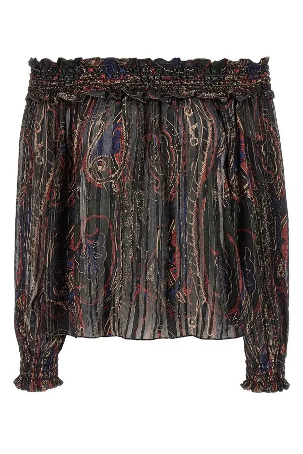 Saint Laurent Silk And Lurex Smock Stitch Blouse