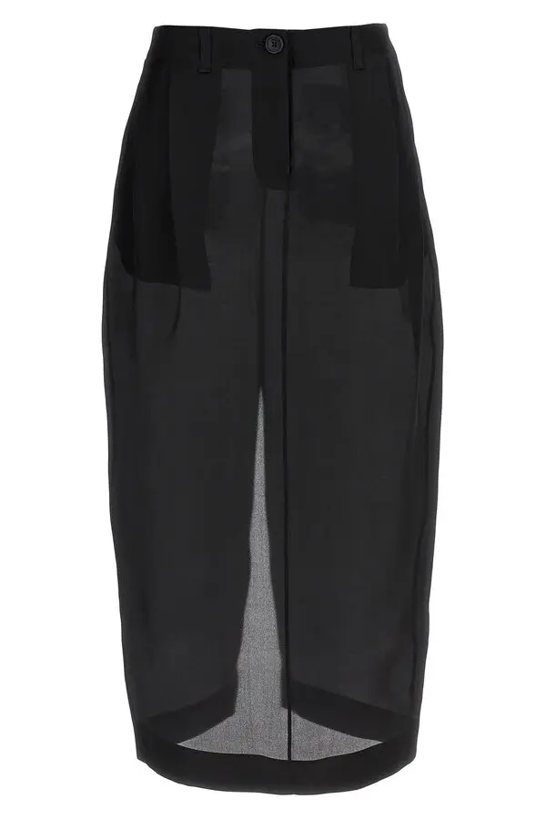 Khaite Lucian Silk Organza Midi Skirt