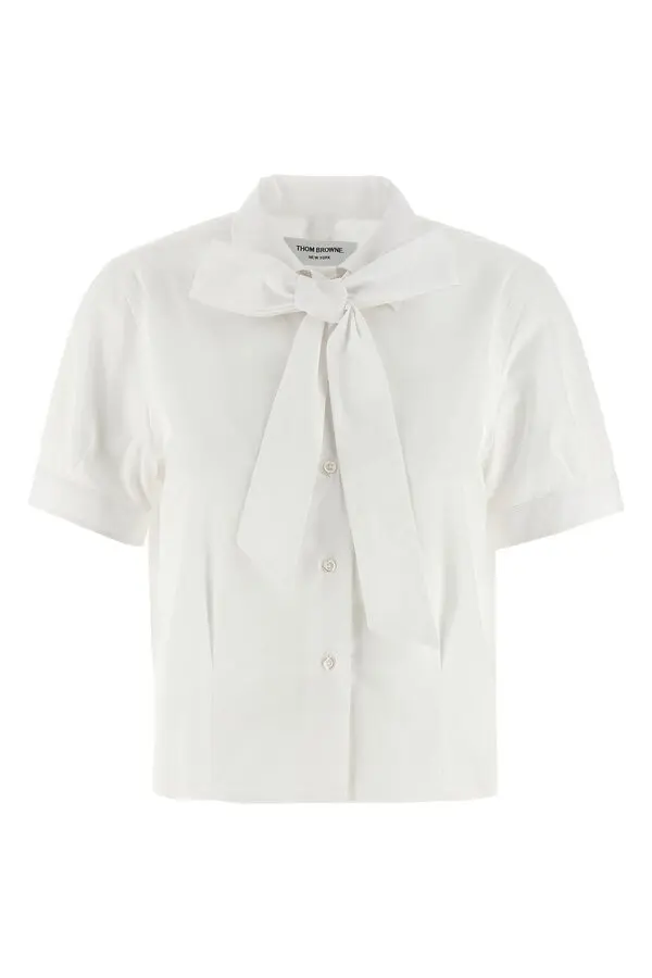 Thom Browne Cotton Poplin Sash Shirt - White