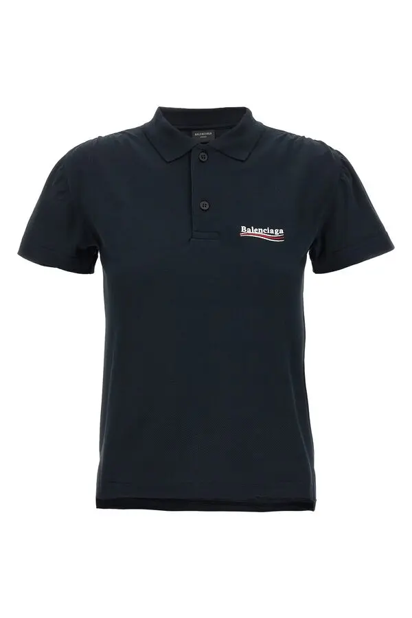 Balenciaga Logo Embroidery Polo Shirt - Blue