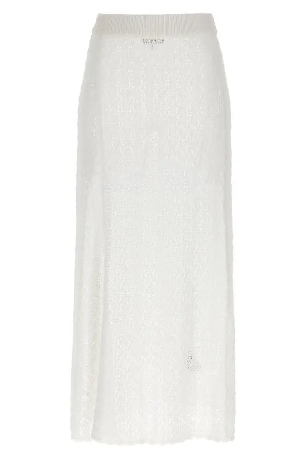 GANNI Shiny Pointelle Knit Skirt