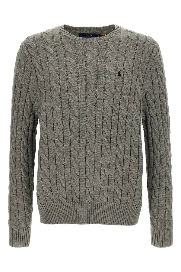 Polo Ralph Lauren Cotton Braided Sweater - Gray